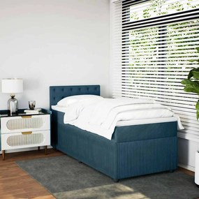 Box spring postel s matrací modrá 90 x 200 cm samet 3289942
