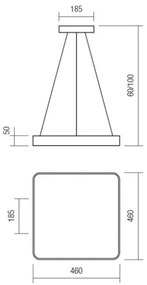 Redo 01-1124 - LED Lustr na lanku SCREEN LED/48W/230V 3000K