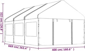 vidaXL Altán se střechou bílý 6,69 x 4,08 x 3,22 m polyethylen [3155487]