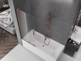 Mexen Velar L, 2-křídlová posuvná vanová zástěna 80 x 150 cm, 8mm sklo námraza, měděná matná, 896-080-003-31-65
