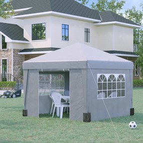 Outsunny Skládací Zahradní Altán s UV-30+ Ochrannou, 3 x 3 m, se Záclonami a Přepravní Taškou, Šedý | Aosom