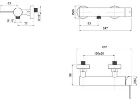 Sapho Sapho, ULTRAMIX nástěnná sprchová baterie, černá mat, UT011B