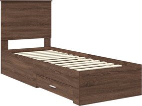 Rám postele Hnědý dub a stříbrná 70 x 190 cm Kompozitní dřevo 3411374