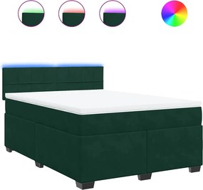 Box spring postel s matrací tmavě zelená 160x200 cm samet 3288657