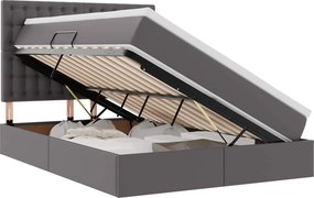 Postel s úložným prostorem s čelo Šedá 140 x 200 cm Umělá kůže 3371671
