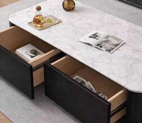 LuxuryForm DESIGN Konferenční stolek ASTON 120 × 60 × 36 cm – černý s bílou deskou