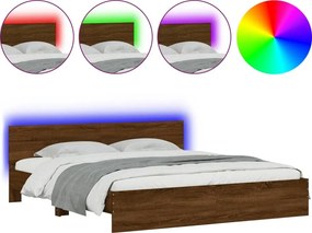 vidaXL Rám postele s čelem a LED osvětlením 200 x 200 cm [3207587] Barva: kouřový dub