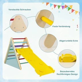 Costway Climbing Triangle Trojúhelníková dřevěná prolézačka s rampou Barevné