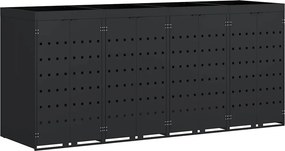 Úložný box na 4 popelnice Černá 272 x 77,5 x 121,5 cm 3394740