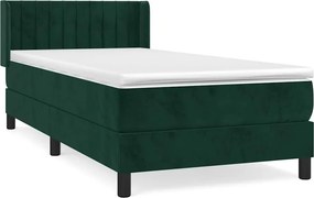 Box spring postel s matrací tmavě zelená 90x190 cm samet 3131054