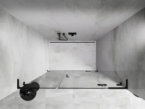 Mexen Lunar L, Otočné pravé sprchové dveře 135 cm, 8mm čiré sklo, černý matný profil, 834SL-135-050-70-00-P