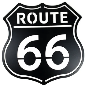 Živá Zeď Dřevěná nástěnná dekorace Route 66 černá | BIANO