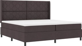 Postel s boxspringem s čelo Tmavě hnědá 200 x 200 cm textil 3341731