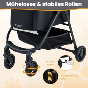 Costway 3 v 1 Pet Buggy s odnímatelným nosičem a nastavitelnou