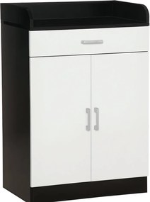 Dřevěný kabinet HOMCOM s šuplíkem, nastavitelná polička, úsporný kuchyňský kabinet, obývací pokoj a vstupní chodba, MDF dřevo, 60x40x90cm, Černá a Bíl