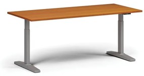 Výškově nastavitelný stůl, elektrický, 675-1325 mm, deska 1800x800 mm, šedá podnož, třešeň