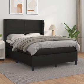Box spring postel s matrací černá 140 x 190 cm umělá kůže