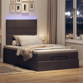 Osmanský rám postele s matrací tmavě hnědá 120x190cm textil 3313992