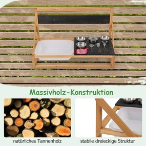 Costway Bahenní kuchyňka dětská venkovní dětská kuchyňka jedlové dřevo s doplňky
