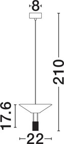 Matně černé hliníkové LED závěsné svítidlo se stínidlem z akrylového skla ø 22 cm Anafi – Nova Luce