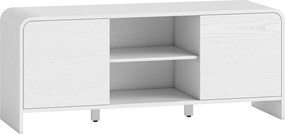 HOMCOM TV nábytek, televize do 140 cm, 2 dveře, 2 přihrádky, nastavitelná police, 110x35x45 cm, bílá