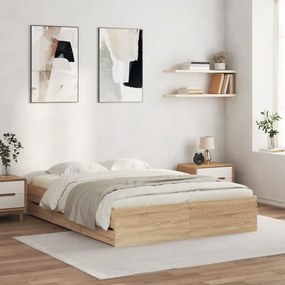 Rám postele se zásuvkami dub sonoma 150x200 cm kompozitní dřevo,  3207268