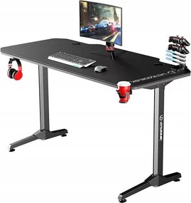 Ultradesk Psací stůl pro hráče Frag Black, 140 x 66 cm, 76 cm, s podložkou pod hráčem