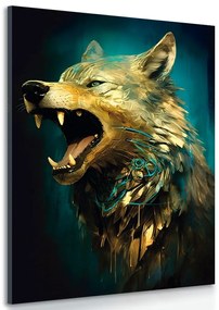 Obraz modro-zlatý vlk - 80x120