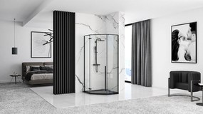Rea - DIAMOND BLACK pětiúhelníkový sprchový kout 80 x 80 cm, černý matný, čiré sklo, REA-K6900