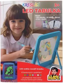 MADE Kreslicí tabulka LED s podsvícením / 20 karet / 6 fixů + houbička