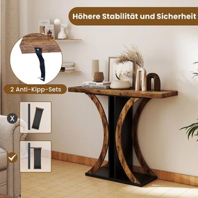 Costway Úzký konzolový stolek s geometrickým kovovým rámem v industriálním