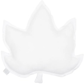 Cotton &amp; Sweets Lněný polštář javorový list bílý 43x43 cm