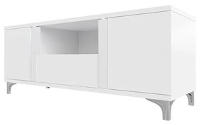 TV stolek Anrok 150 AR15, Barva: bílá / bílý lesk + přírodní dýha
