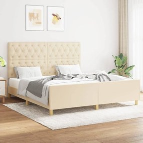 Rám postele bez matrace krémový 160 x 200 cm textil 3125313