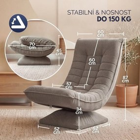 Lenoška ABERDEEN CORD, žebrovaný potah, 87×60×105 cm, šedohnědá (taupe) Casaria