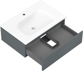 Mexen Orio, koupelnová skříňka 70 cm s umyvadlem Vela, 1 zásuvka, grafitová matná/bílá matná, 91A10-07023-1-BF66-W23M01