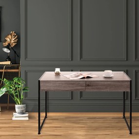 Tutumi, designový kancelářský stůl pro počítač 123x60x76 cm R20FFTDSK002, černá-dub sonoma Tabac, MEB-07010