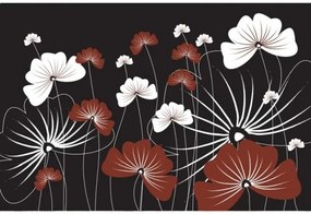 DIMEX | Samolepicí vliesová fototapeta na zeď Květiny na černém pozadí MA-5-0156 | 375 x 250 cm | hnědá