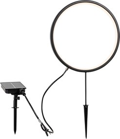 Sada 2 černých zahradních bodových svítidel 60 cm včetně dobíjecího LED a solárního panelu IP65 - Adalind
