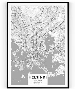 Obraz Mapa Helsinki 30 x 40 cm - napnuté plátno na dřevěném rámu