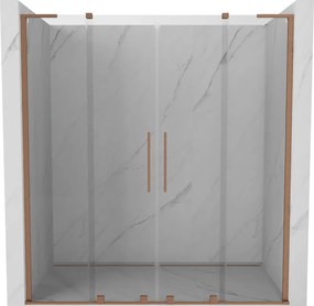 Mexen Velar L Duo, posuvné sprchové dveře do otvoru 180 cm, 8mm čiré sklo, měděná matná, 871-180-003-02-65