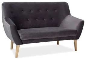Pohovka Nordic II Velvet, šedá / přírodní dřevo