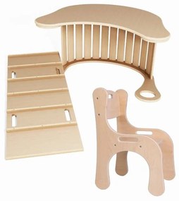 Montessori dřevěná houpačka - set se stolečkem a ergonomickou židličkou