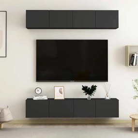 vidaXL TV skříňky 4 ks 80 x 30 x 30 cm dřevotříska [3079270] Barva: Černá