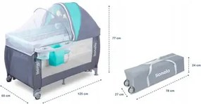 LIONELO Postýlka cestovní Sven Plus Turquoise Grey