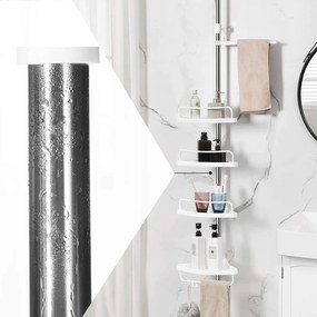 Nastavitelný koupelnový rohový regál, teleskopický sprchový regál, 95-300 cm