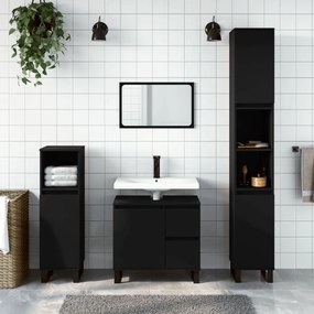 3dílný set koupelnového nábytku černý kompozitní dřevo,  3190230