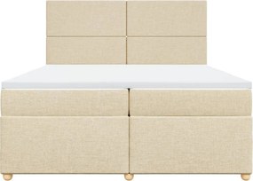 Box spring postel s matrací krémová 200x200 cm textil 3293685