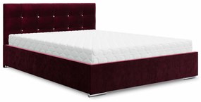 Manželská postel 140 cm Lonnie (bordó) (s roštem a úložným prostorem). 1047079