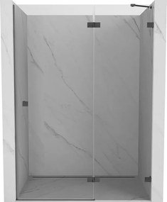 Mexen, Mexen Lunar pravé otočné sprchové dveře 130 cm, průhledné, pistolově šedé kartáčované - 834-130-000-66-00-P